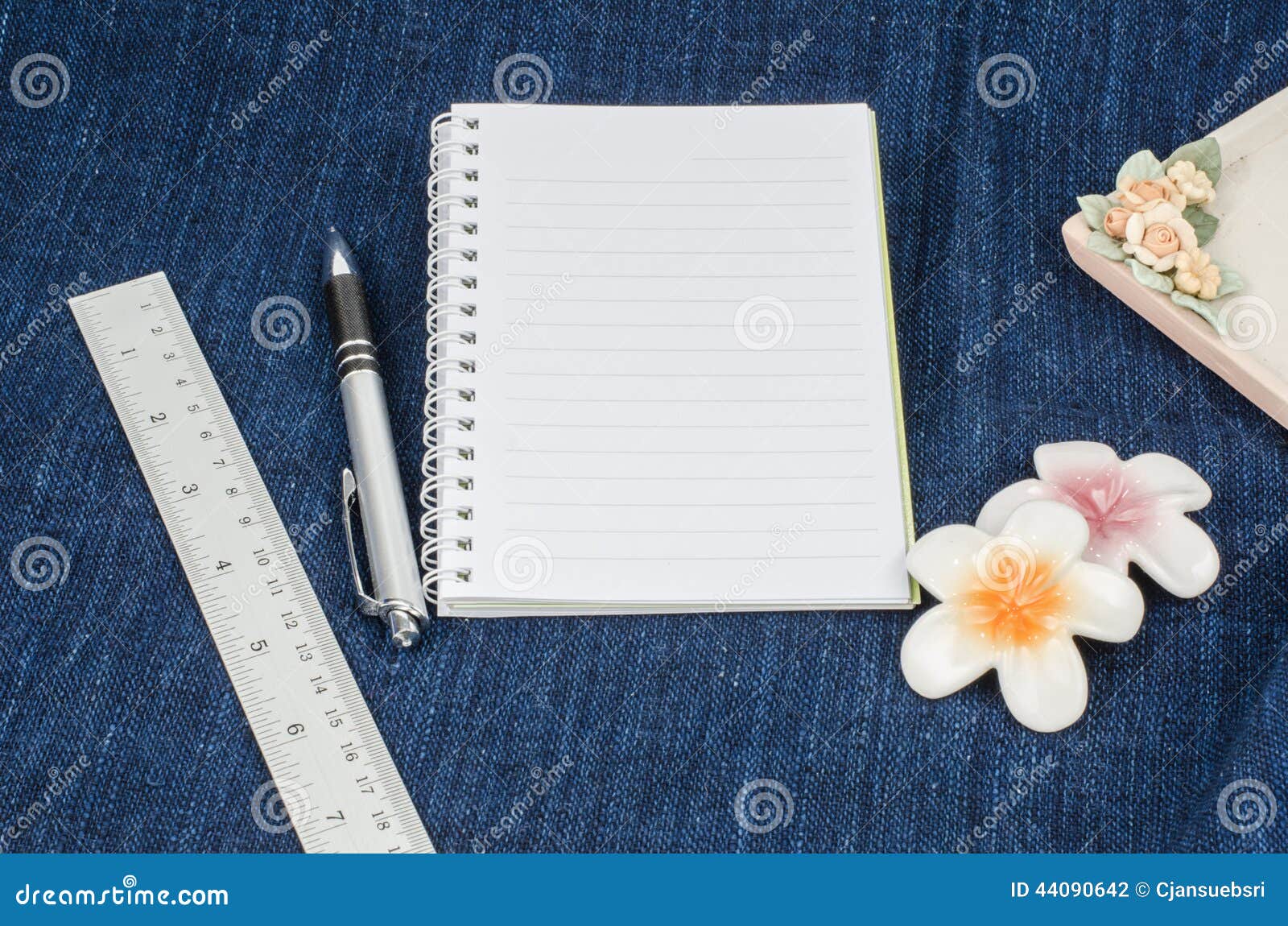 Blank Notebook with Pen and Ruler Stock Photo - Image of accessories ...