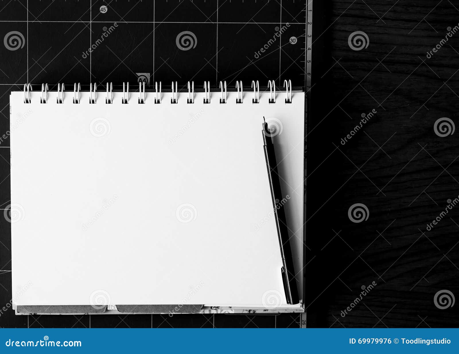 Blank Notebook with Pen on the Table. Stock Photo - Image of white ...