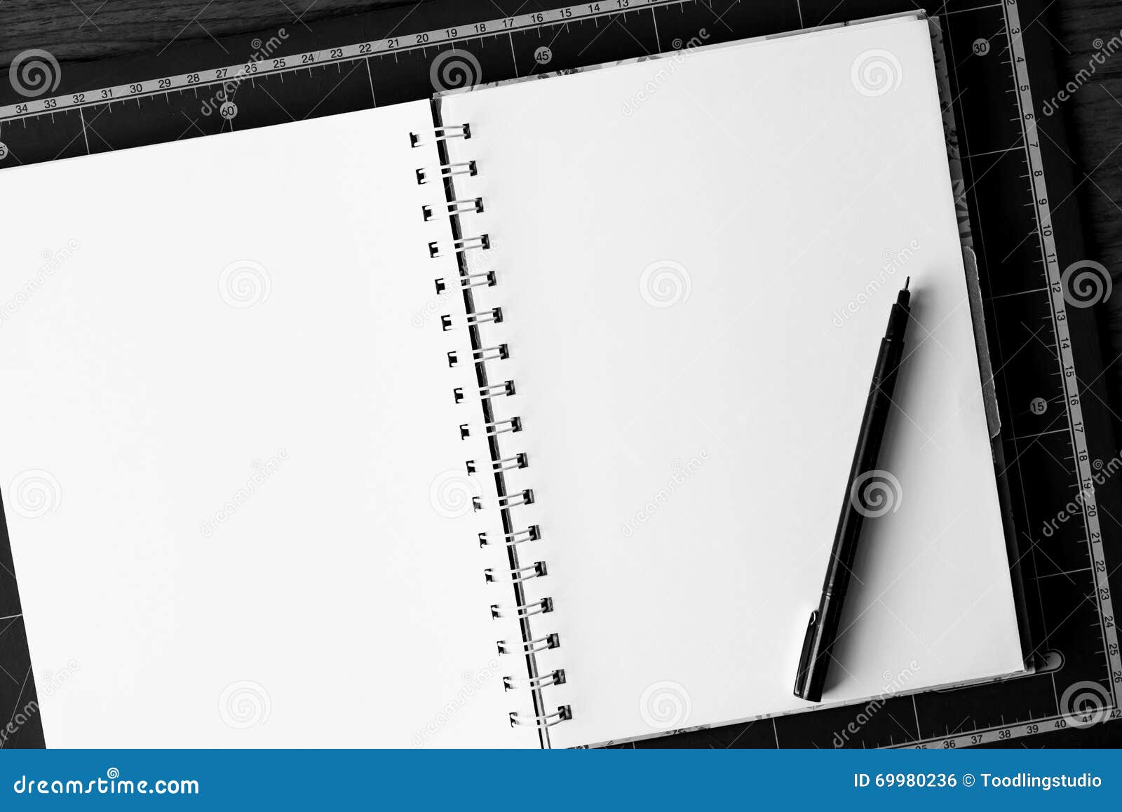 Blank Notebook with Pen on the Table. Stock Photo - Image of memo ...