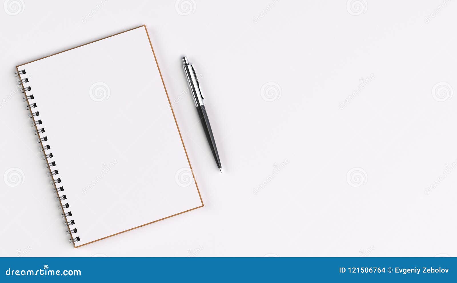 Blank Notebook with Pen on Table Stock Illustration - Illustration of ...