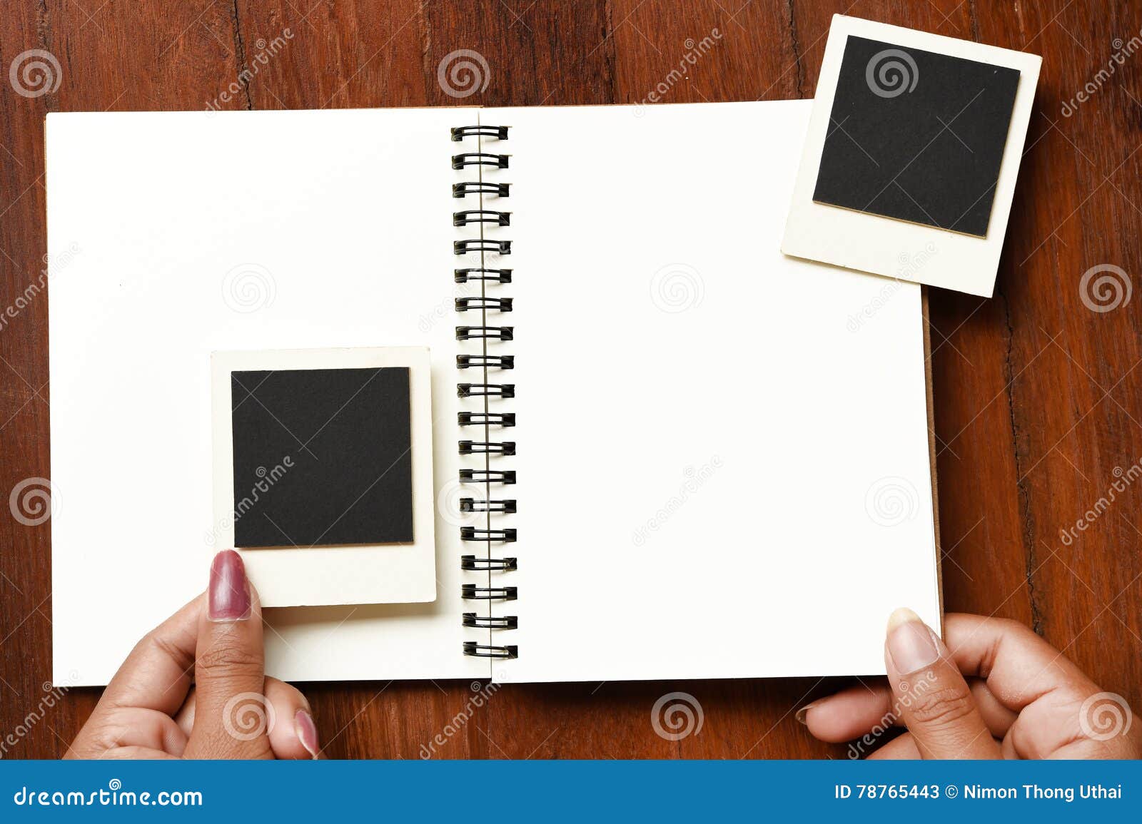 Blank Notebook and Photo Frames on Hand Stock Image - Image of work ...