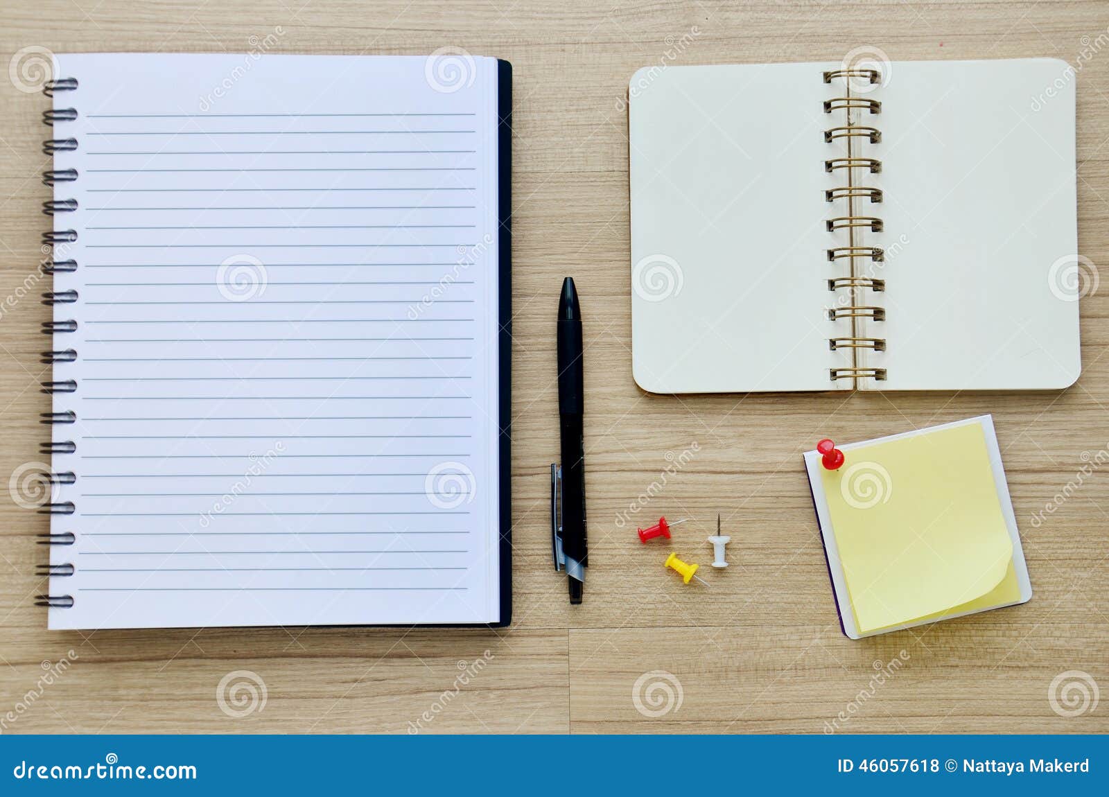Blank Notebook on the Wood Table - Top View Stock Photo - Image of ...