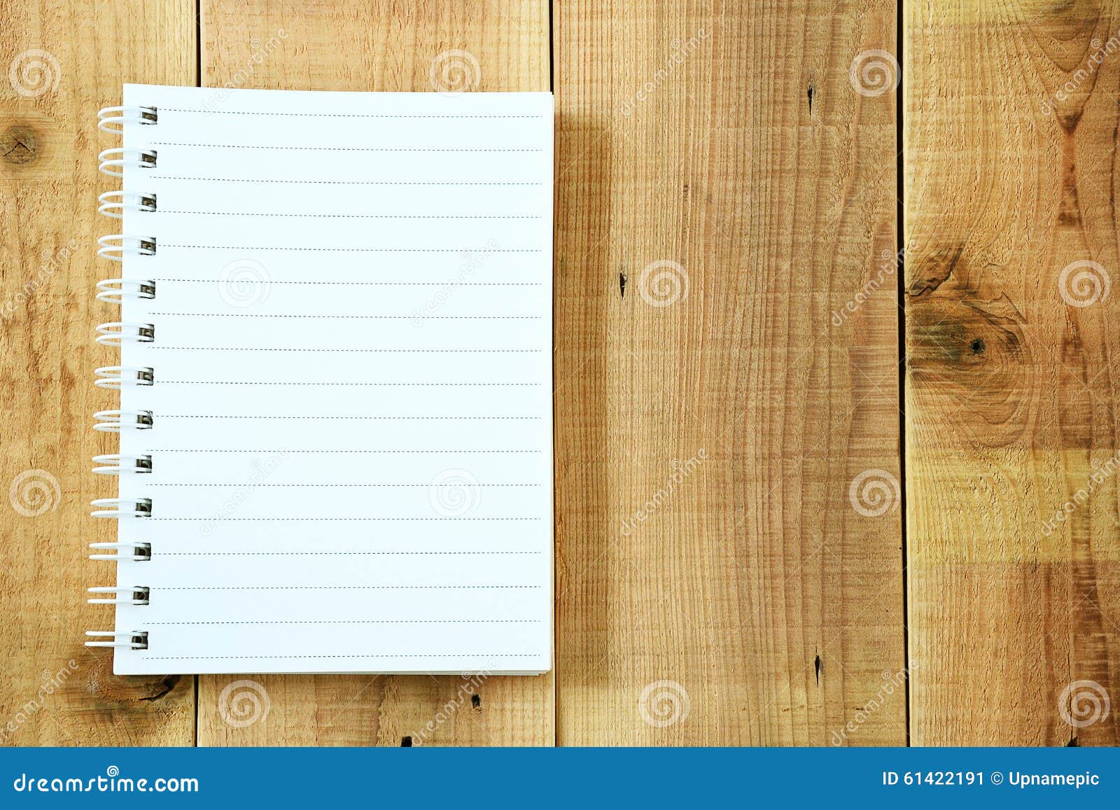 Blank Notebook on Wooden Background. Stock Image - Image of sheet ...