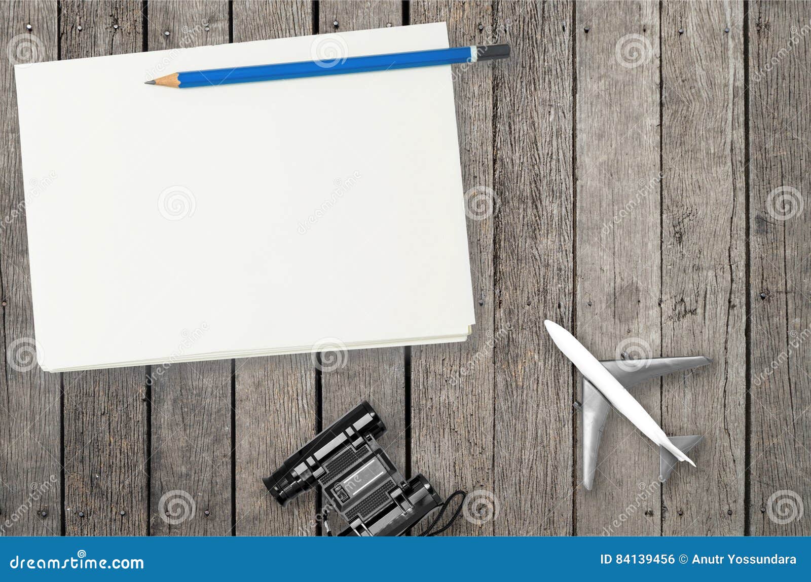 Blank Notebook on Wooden Table Travel Blogger. Stock Photo - Image of ...