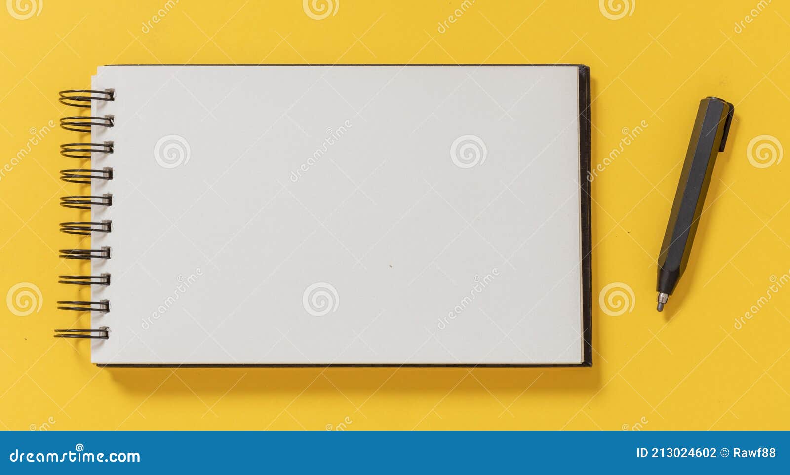 Blank Notepad and Architect Engineer Pencil on Yellow Color Background ...