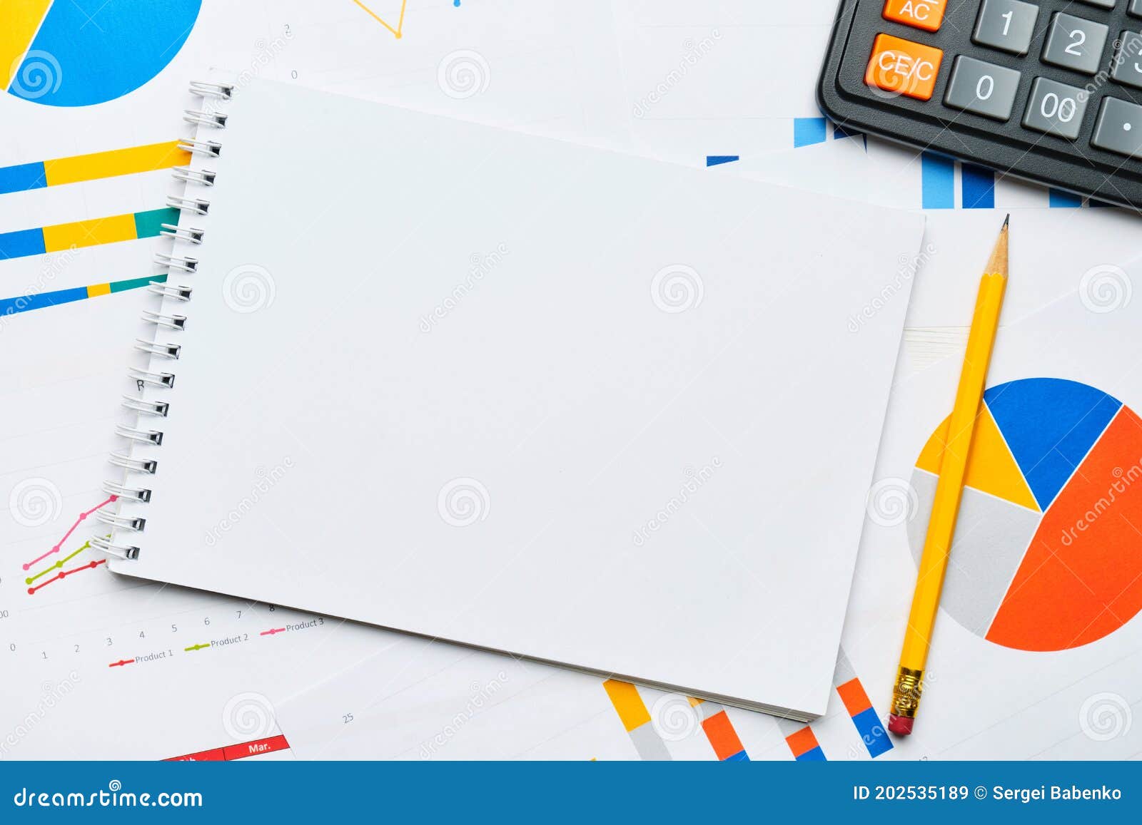 Blank Notepad Copy Space on Paper Charts and Reports Stock Image ...