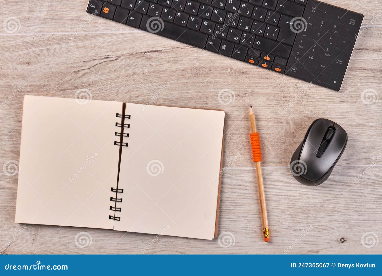 Blank Notepad for Copy Space with Pencil and Mouse. Stock Image - Image ...