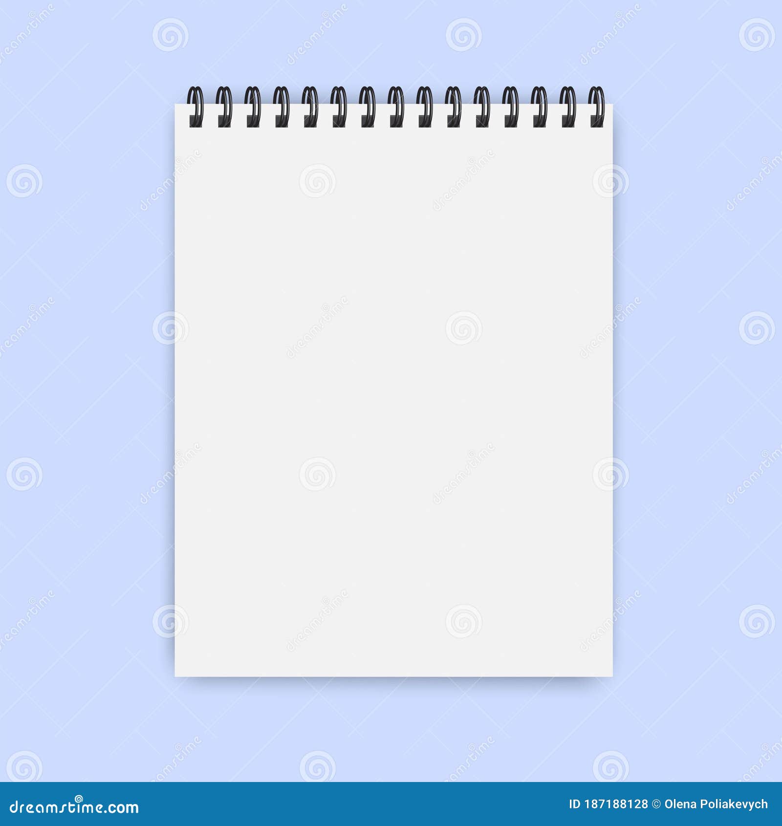 Blank Notepad or Notebook on a Spiral. Vertical Book for Notes Stock ...