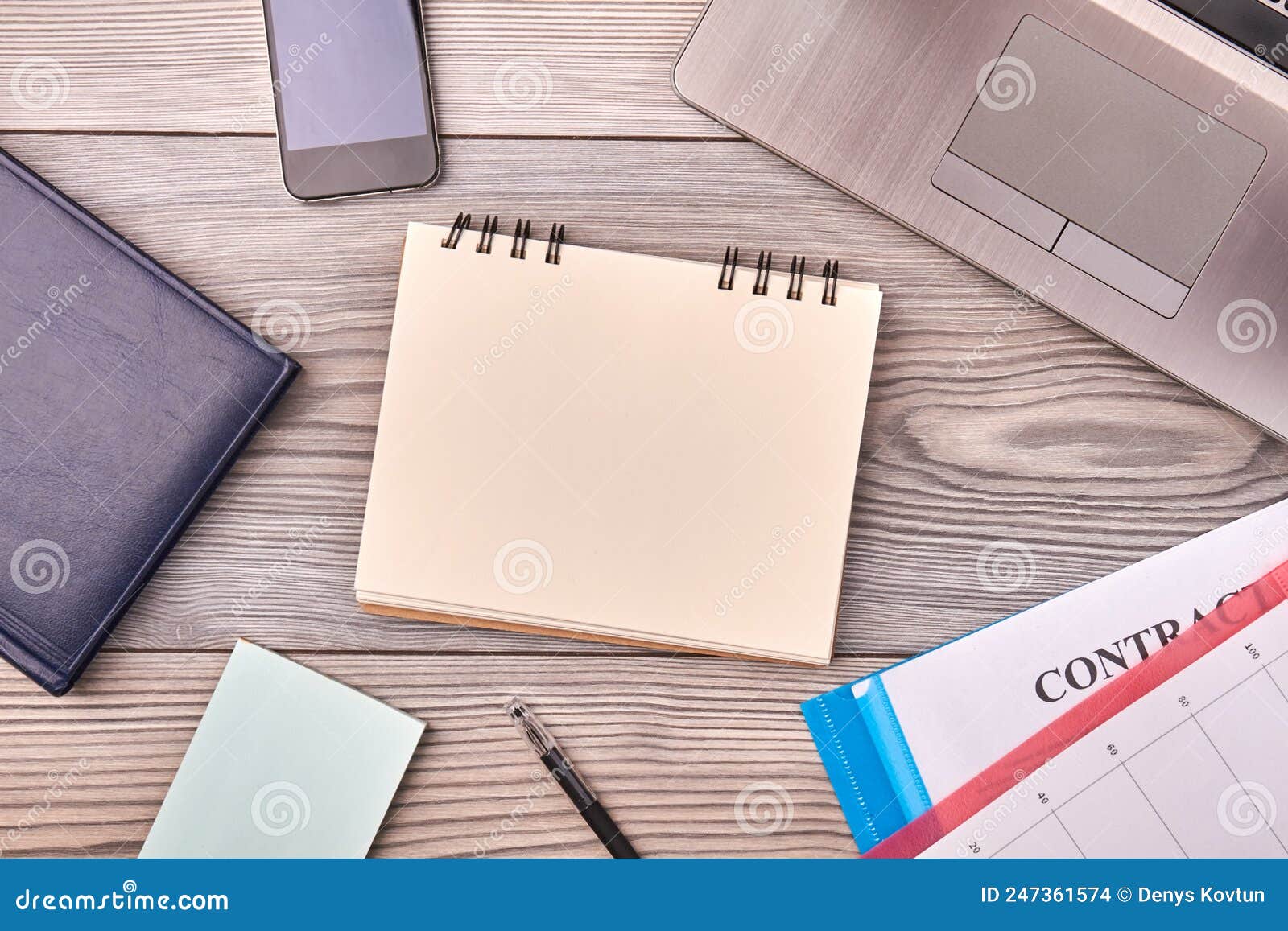 Blank Notepad and Office Stationery Items for Copy Space. Stock Photo ...