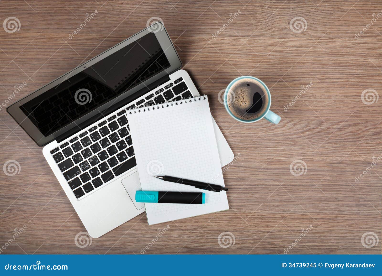 Blank Notepad Over Laptop and Coffee Cup Stock Image - Image of coffee ...