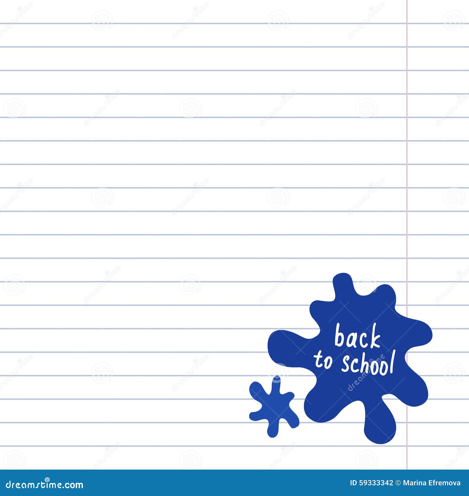 Blank Notepad Page with Ink Blots. School Squared Paper with Ink Drops ...