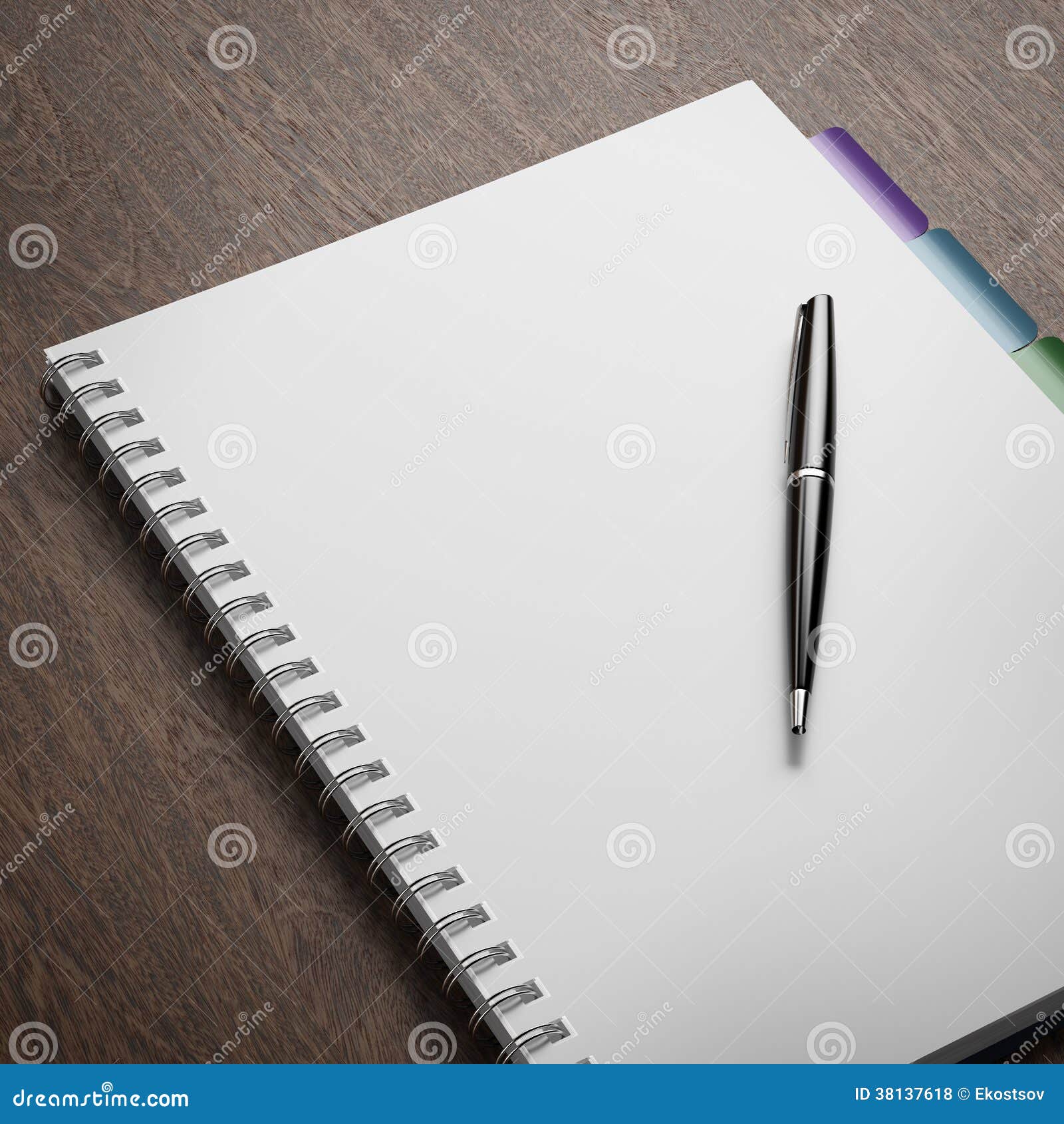 Blank notepad with pen stock illustration. Illustration of page - 38137618