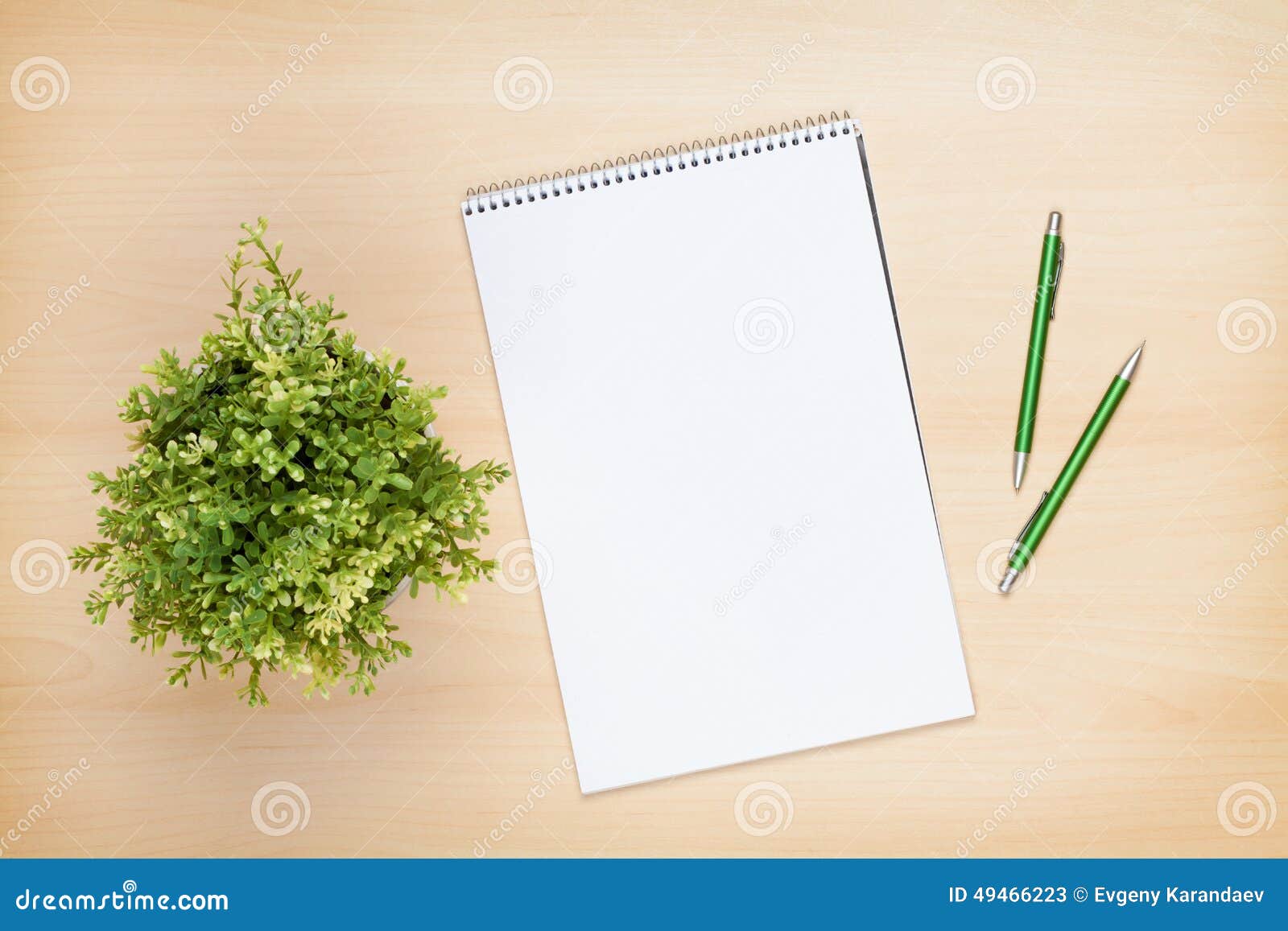 Blank Notepad, Pen and Flower on Wooden Table Stock Image - Image of ...