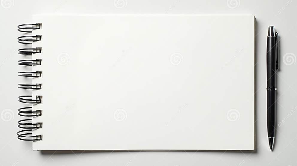 Blank Notepad with Pen on White Background for Creative Ideas Stock ...