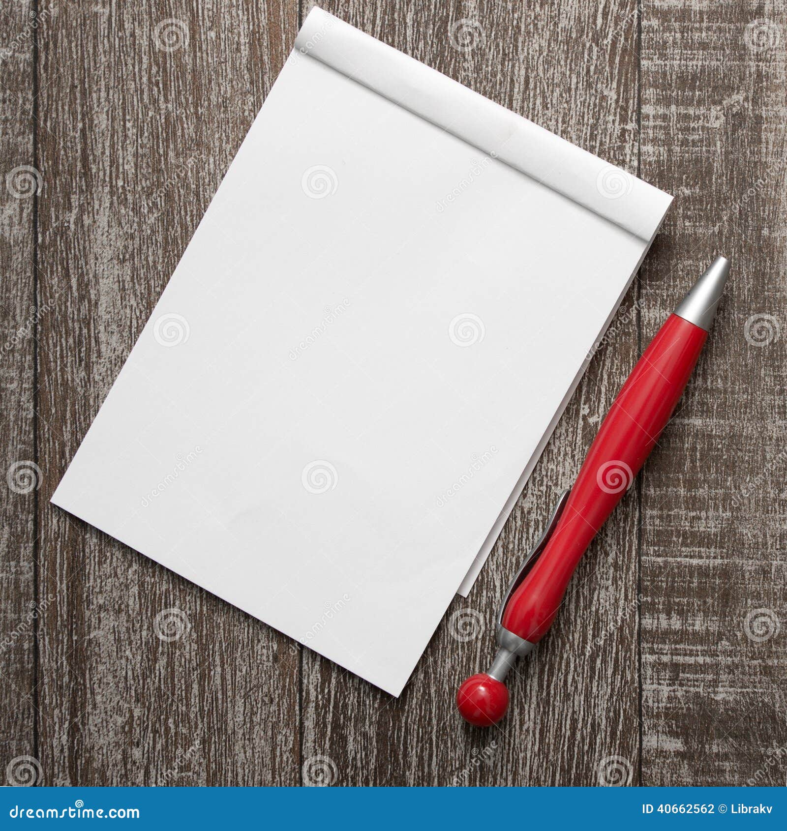 Blank Notepad and Pen on Wooden Table Stock Photo - Image of white ...