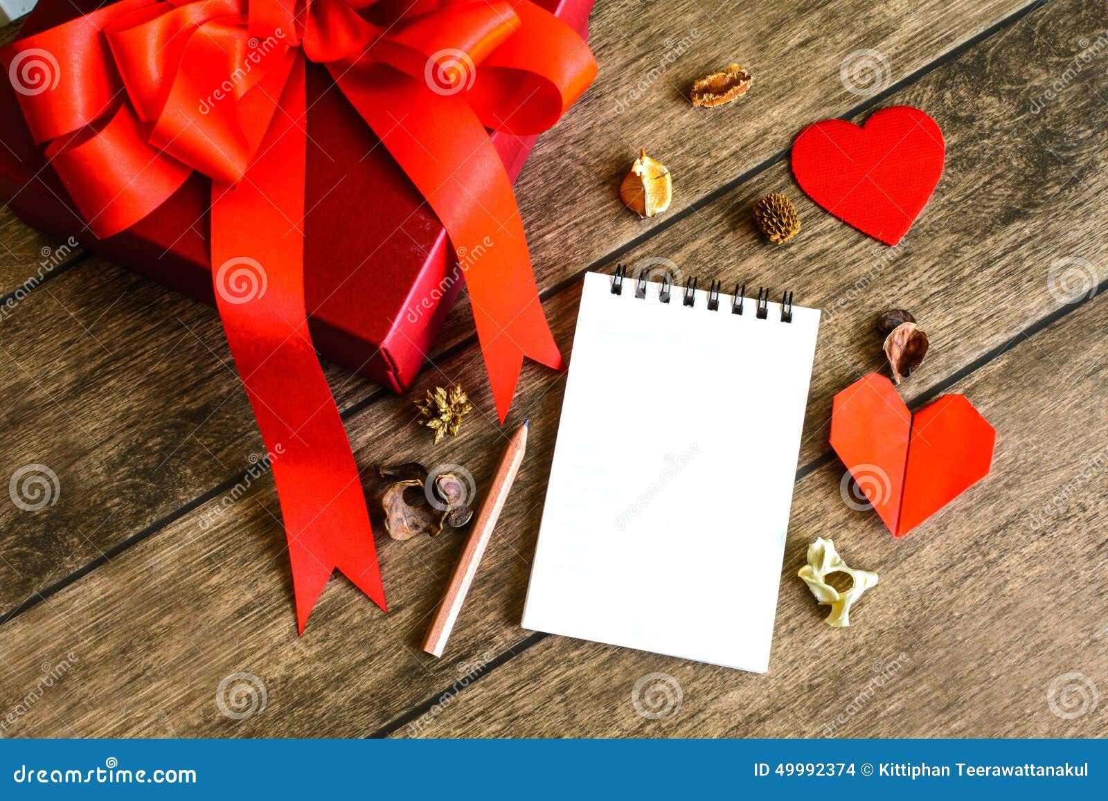 Blank Notepad with Red Gift Box Stock Photo - Image of symbol, gift ...