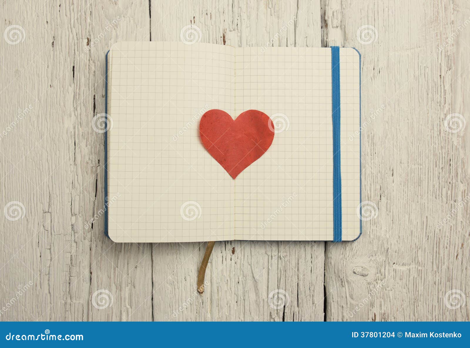 Blank Notepad with Red Heart on Wood Stock Photo - Image of panel ...