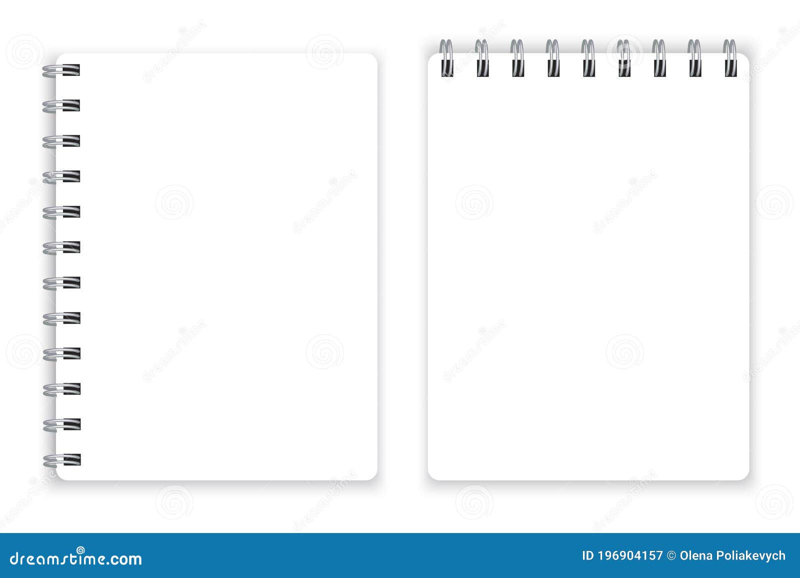 Blank Notepad. Spiral Notepad on Top and Side. Bound Diary Page Stock ...
