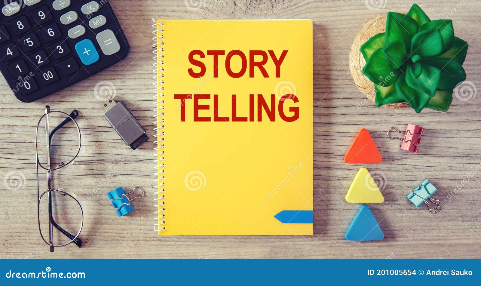Blank Notepad with Text STORY TELLING on an Office Desk Stock Photo ...