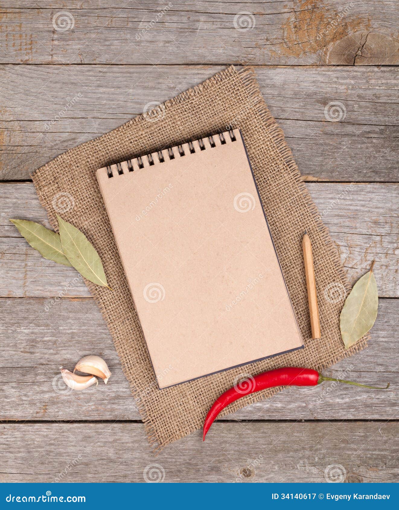 Blank Notepad on Wooden Table Stock Image - Image of kitchen, garlic ...