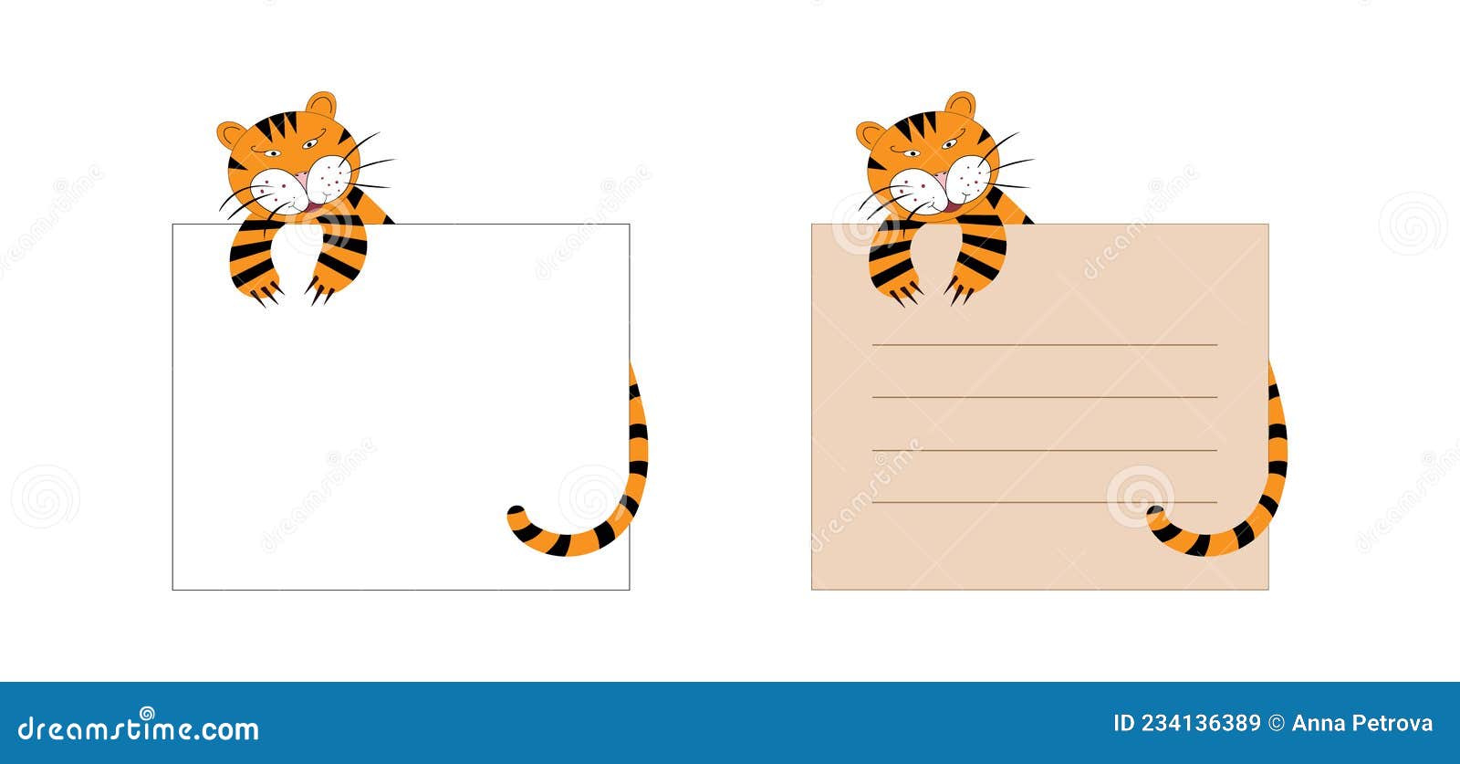Blank for notes with tiger stock vector. Illustration of drawing ...