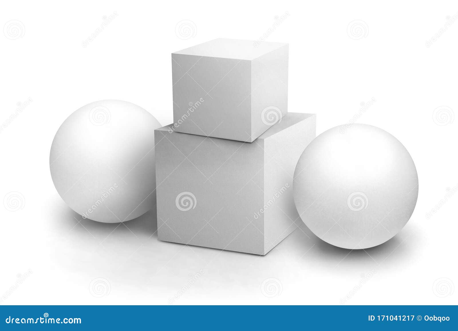 Blank Objects Composition Mockup. White Cube And Sphere. Isolated ...