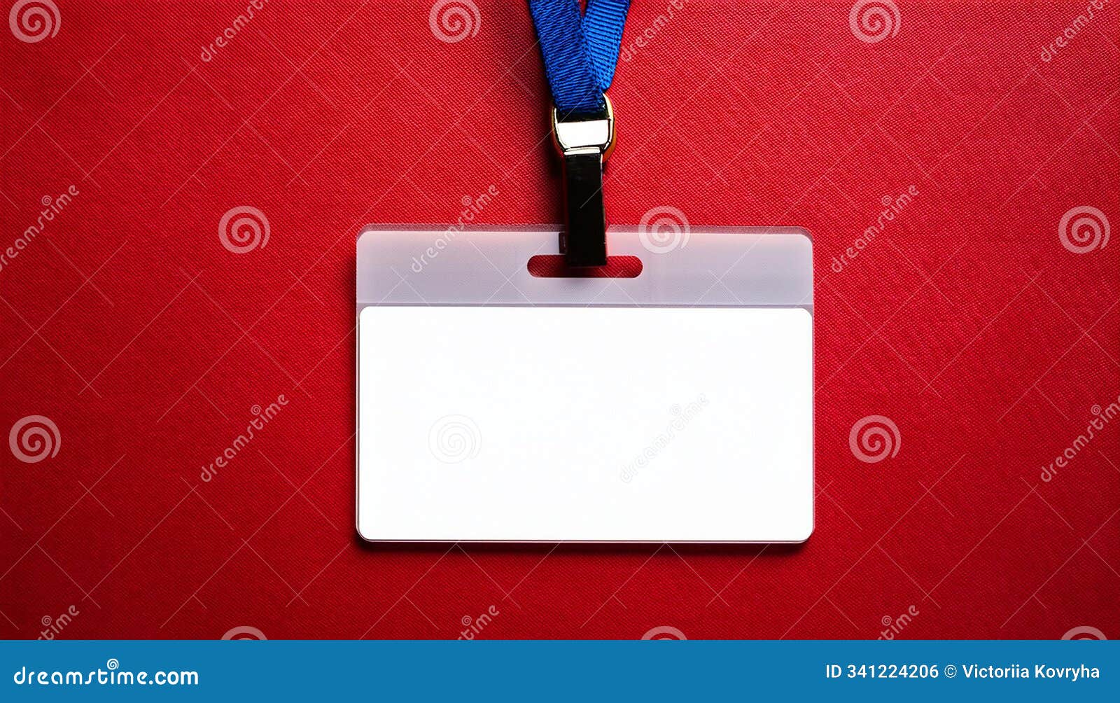 Blank Office Badge, Empty Name Tag on Bright Red Backdrop. Mock-up ...