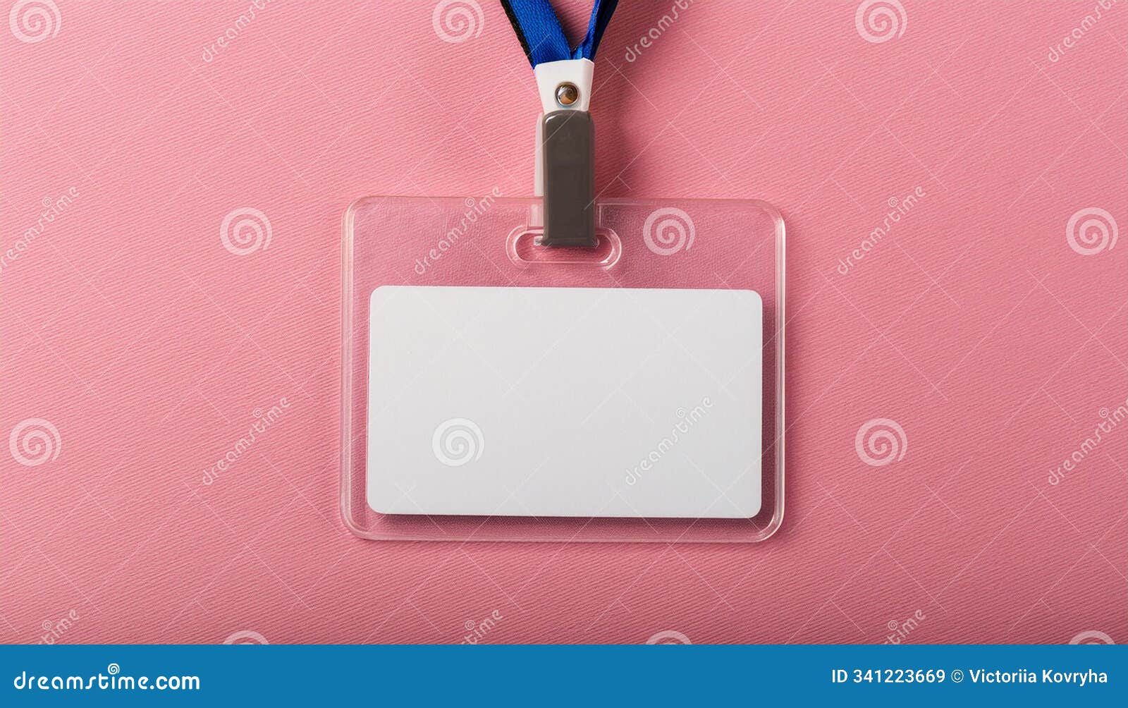 Blank Office Badge, Empty Name Tag on Pink Backdrop. Mock-up Stock ...