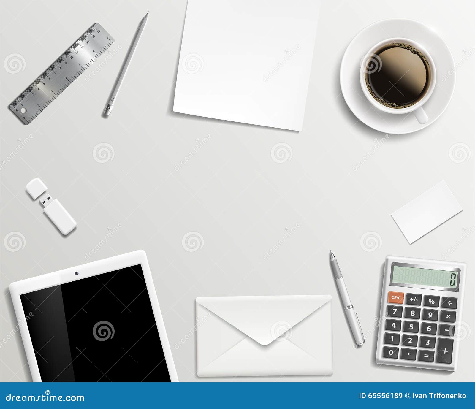 Blank Office Desk Background. Stock Vector - Illustration of isolated ...