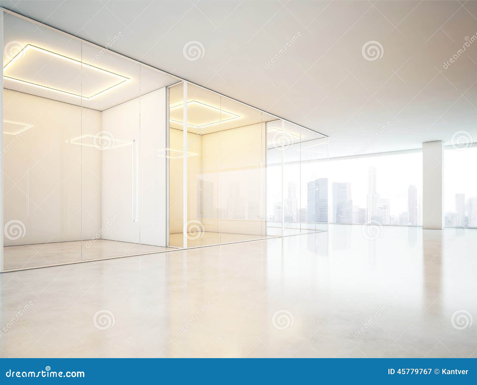 Blank Office Interior with Big Windows Stock Image - Image of design ...