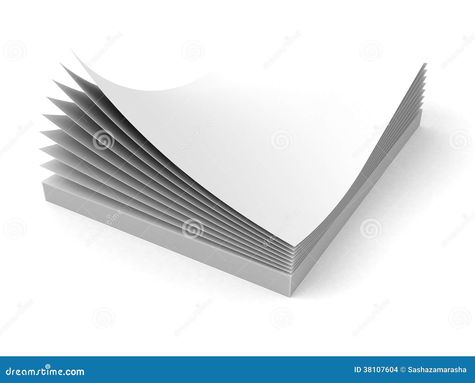 Blank Office Paper Sheets Stack On White Background Stock Photography ...