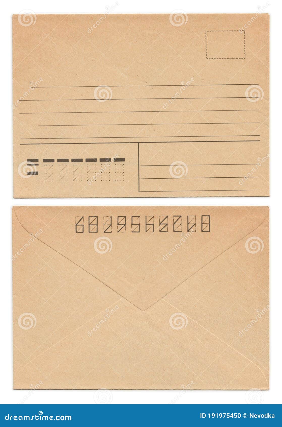 Blank Old Envelope, Front and Rear Side, Isolated Stock Photo - Image ...
