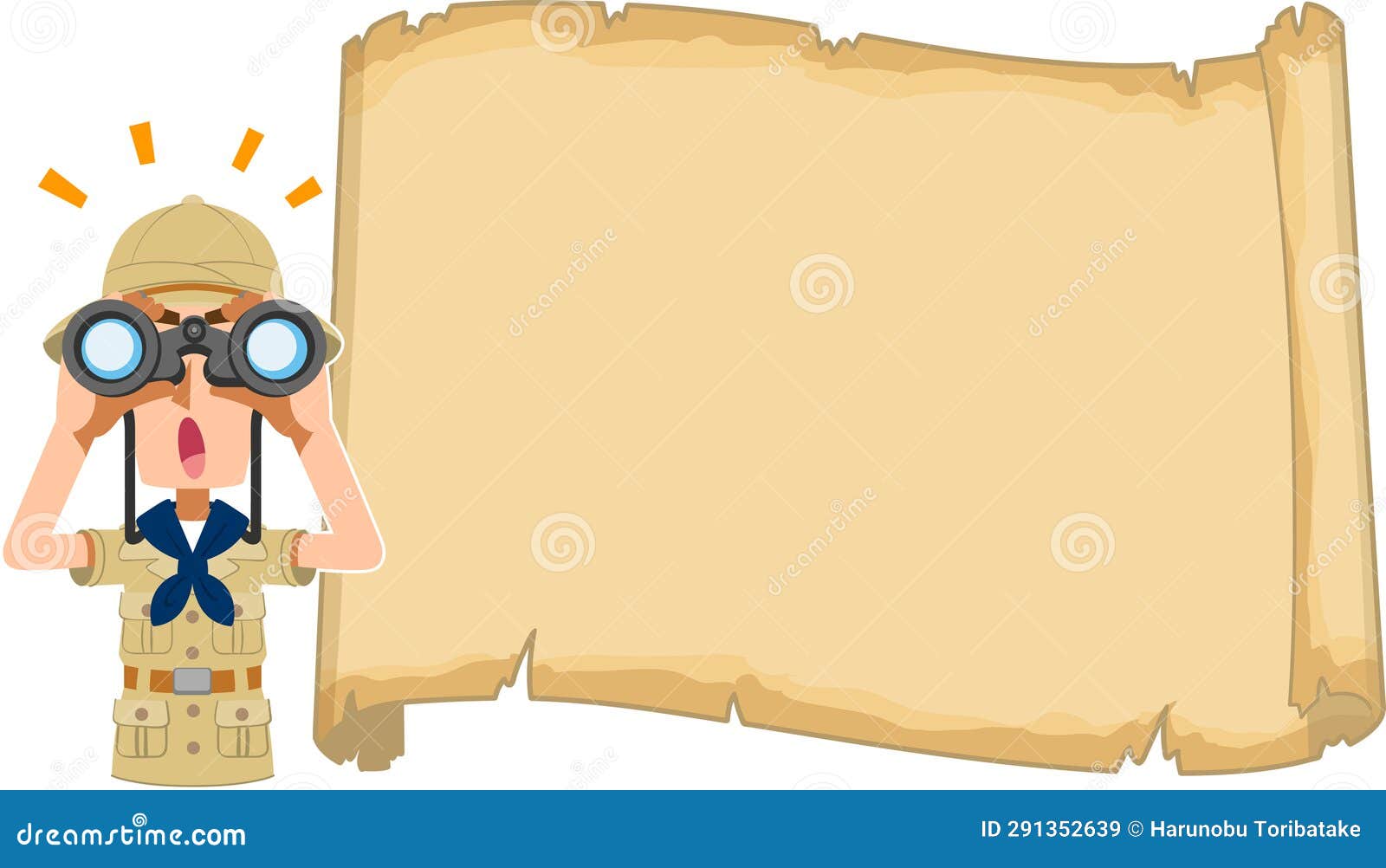 Blank Old Map and the Upper Body of an Explorer Discovering Something ...