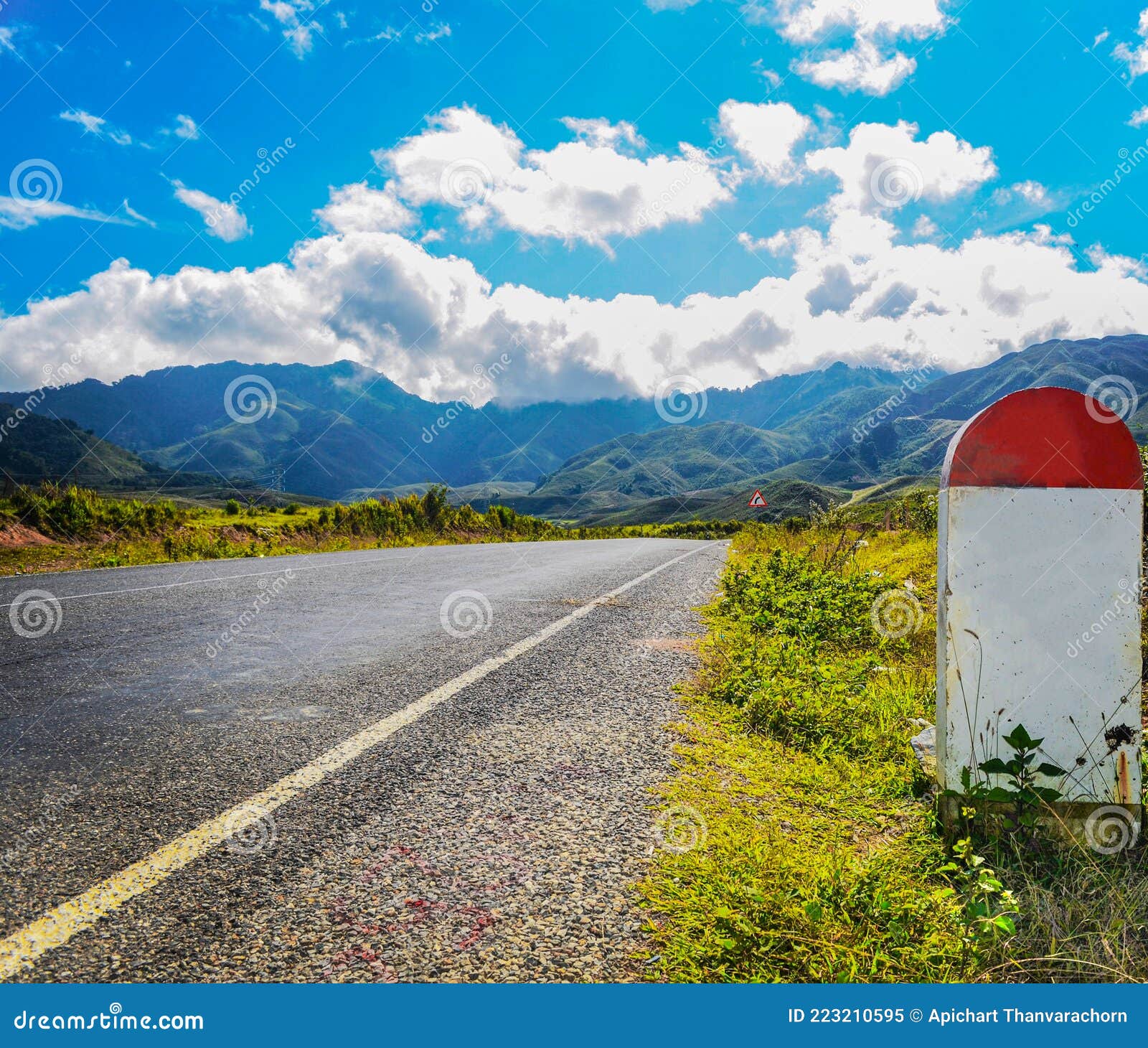 Blank Old Milestone on the Roadside Stock Image - Image of milepost ...