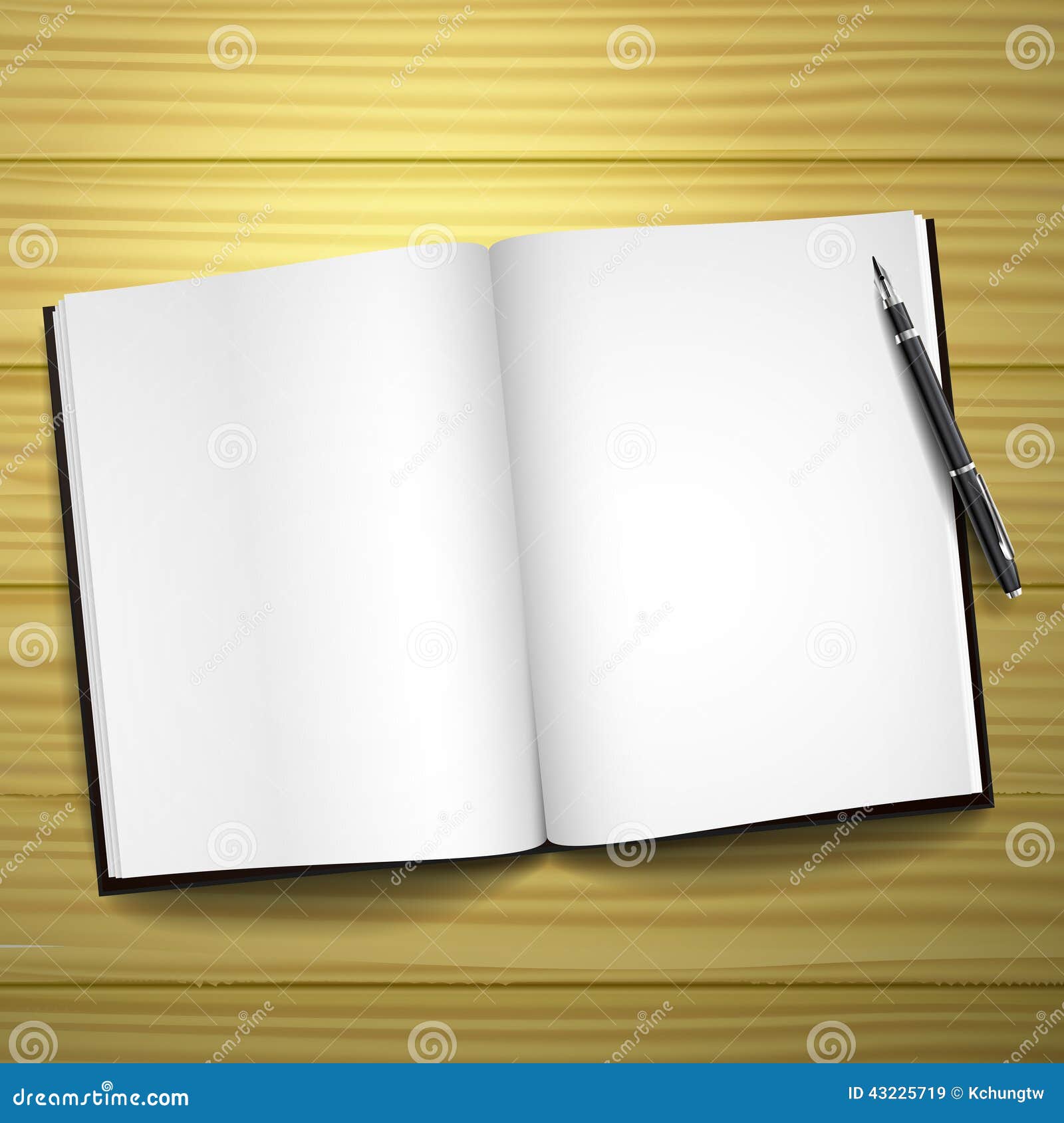 Blank open book with a pen stock vector. Illustration of book - 43225719