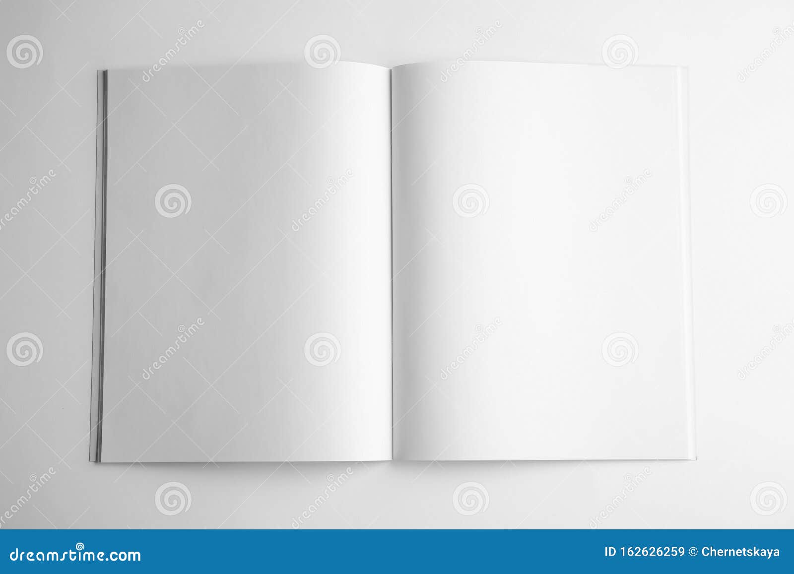Blank Open Book on White, Top View. Mock Up for Design Stock Image ...