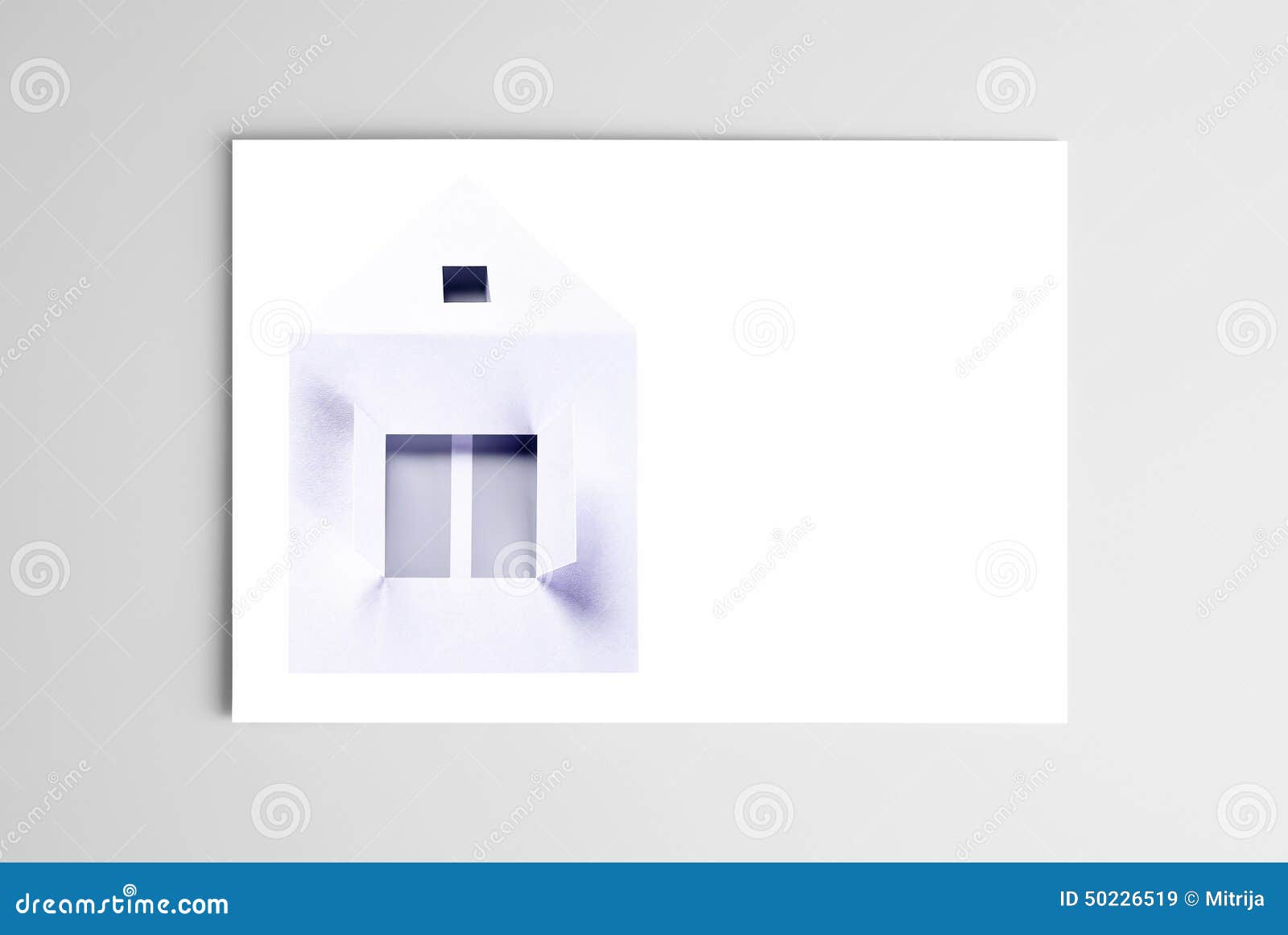 Blank Open Card with Paper House Stock Image - Image of mail, real ...