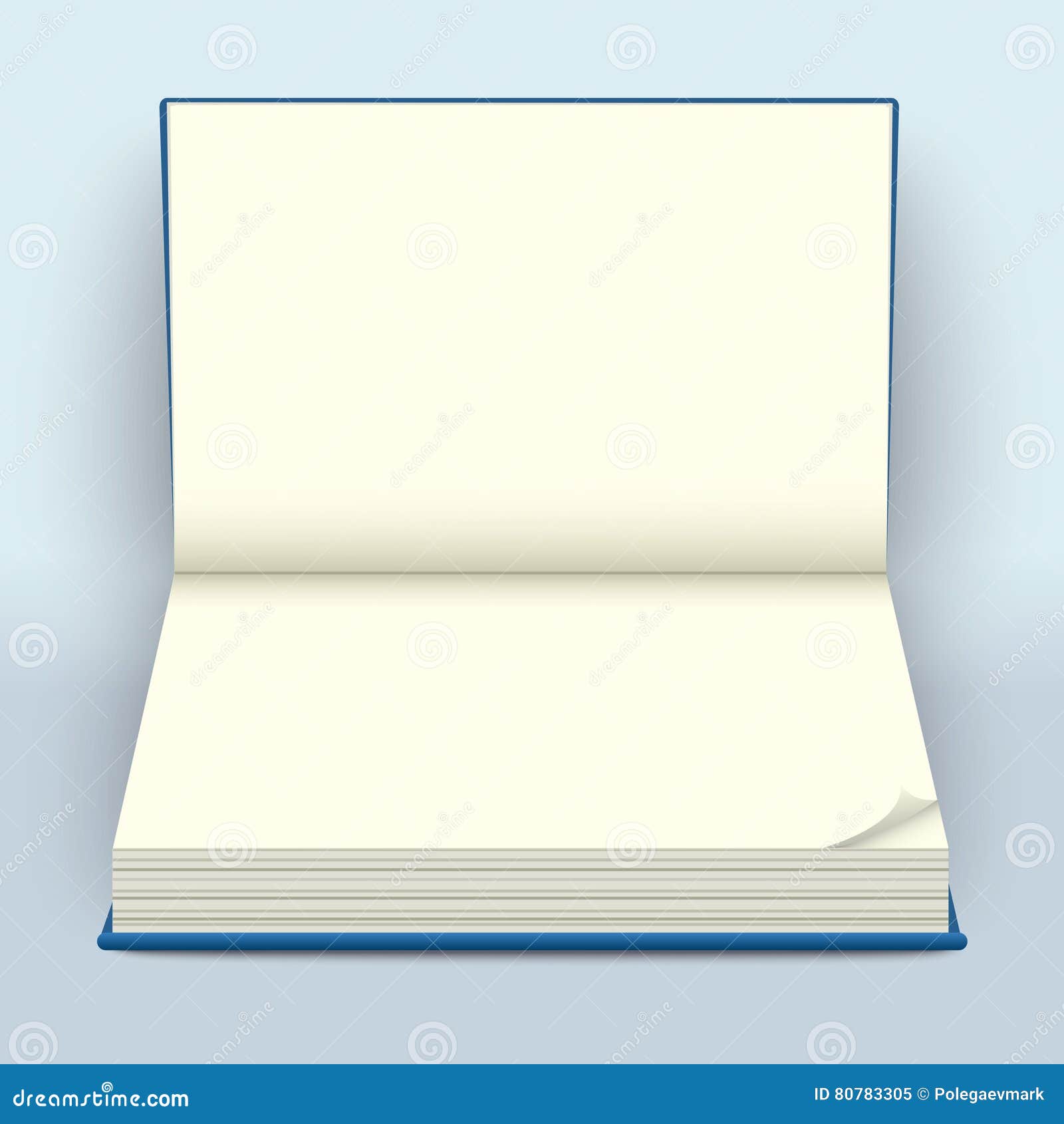 Blank Open Hard-cover Book Mockup. Empty Notebook Spread with Folded ...