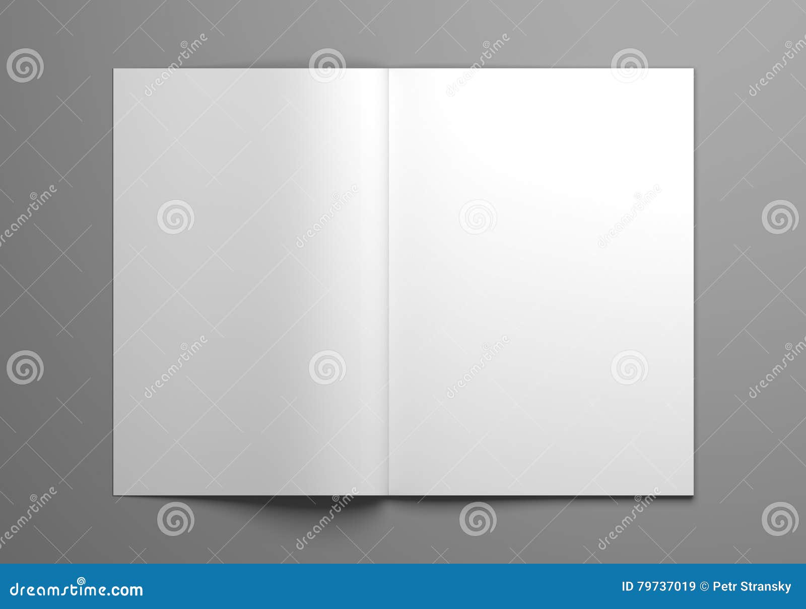 Open Magazine Double-page Spread With Blank Pages. Isolated White Paper ...