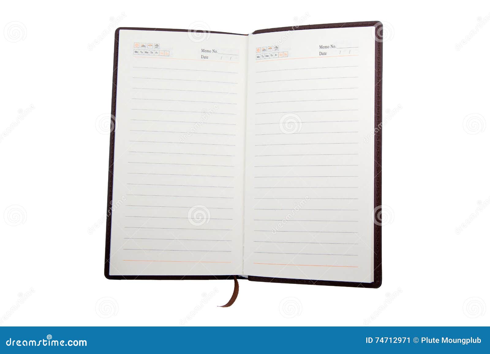 Blank Open Note Book With Calendar Isolated On White Background Royalty ...