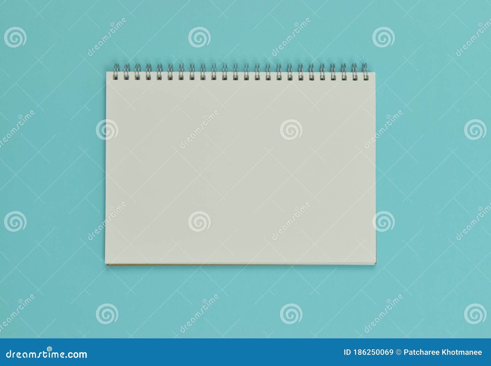 Blank Open Notebook on Blue Background. Stock Image - Image of blank ...