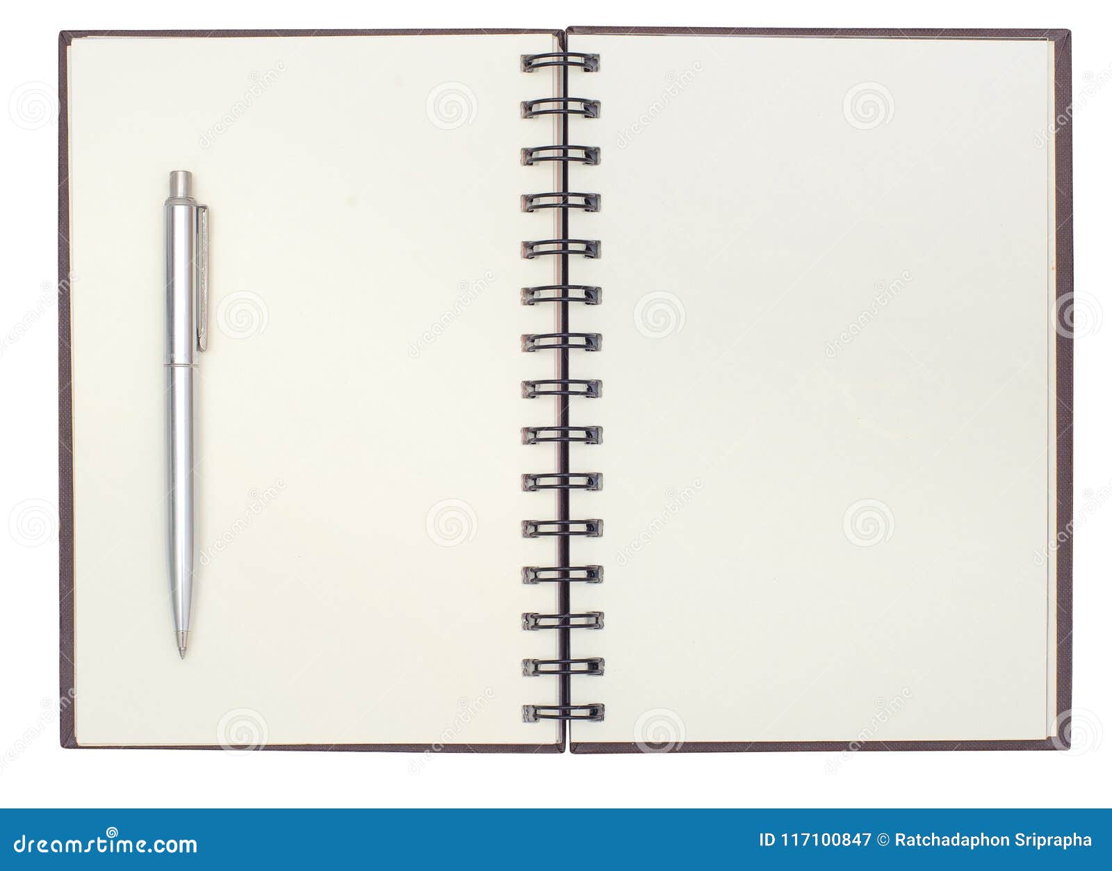 Open Notebook Isolated on White Background with Pen Stock Image - Image ...