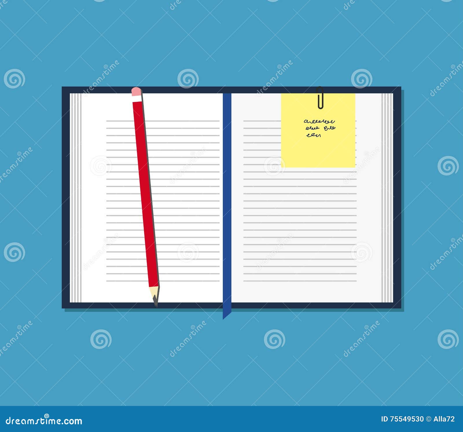 Blank Open Notebook with Pen and Scratch Paper, Business Template Mock ...