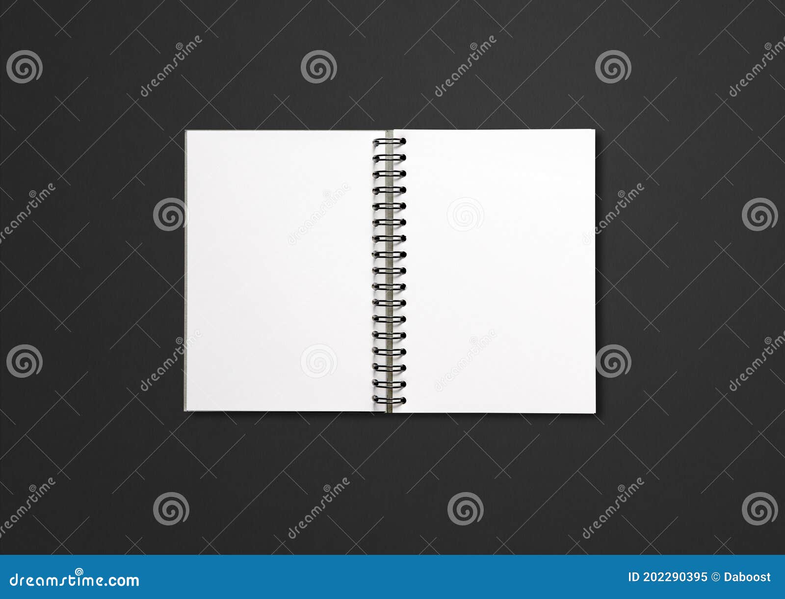Blank Open Spiral Notebook Isolated on Black Stock Image - Image of ...