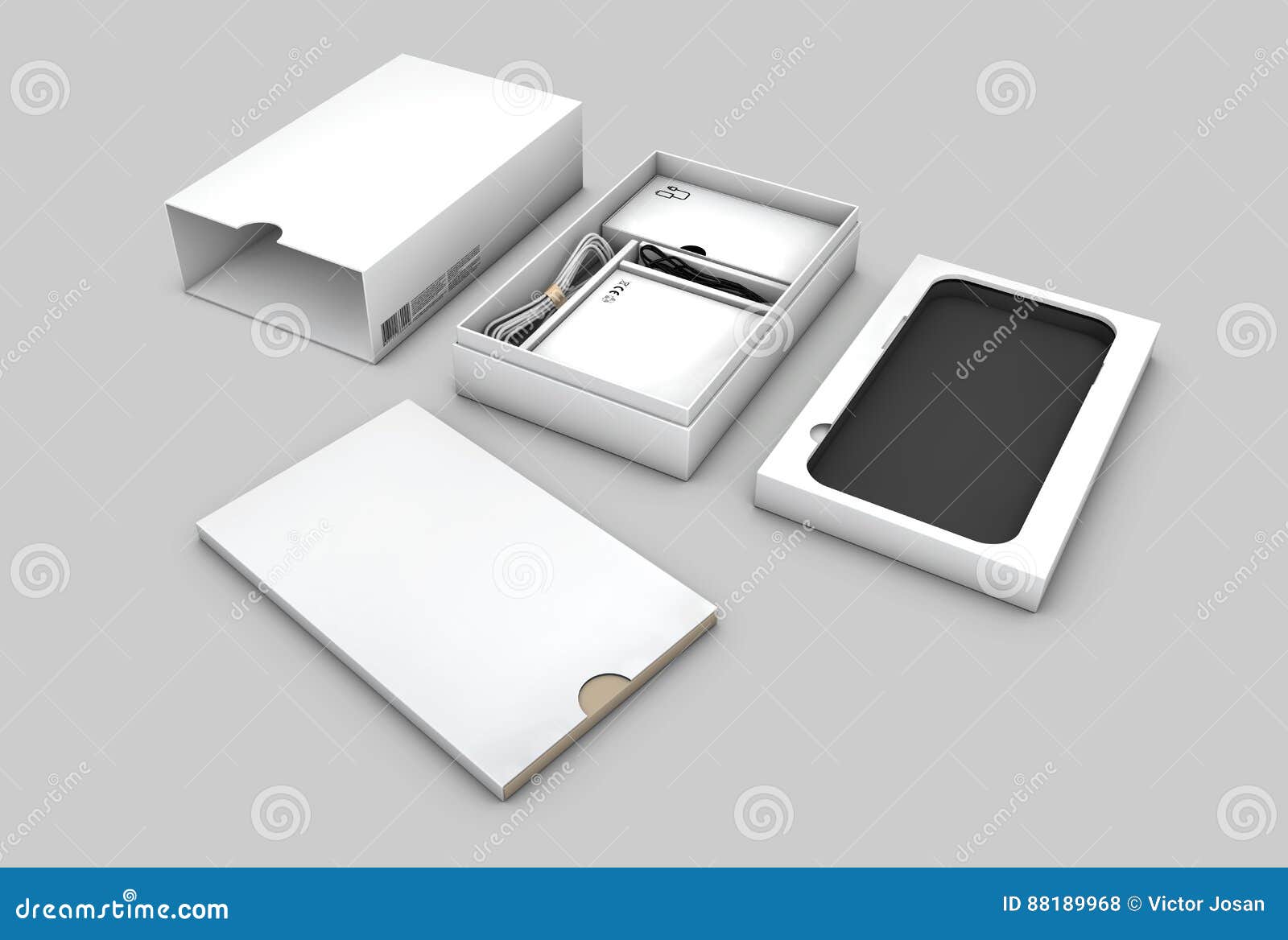 Blank Opened Box Package for Mobile Phone Isolated on White Background ...