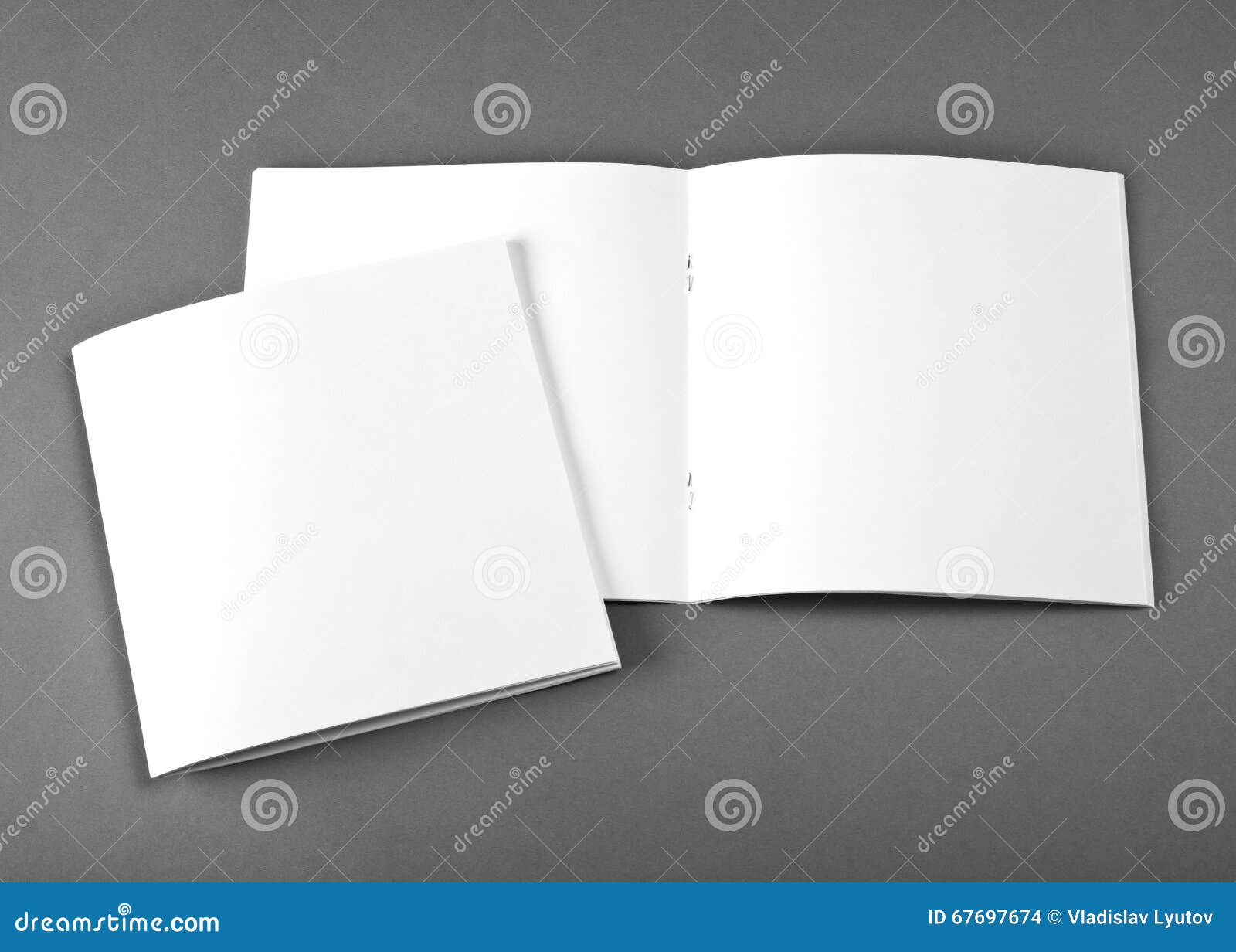 Blank Opened Magazine On Grey Background With Soft Shad Stock Photo ...