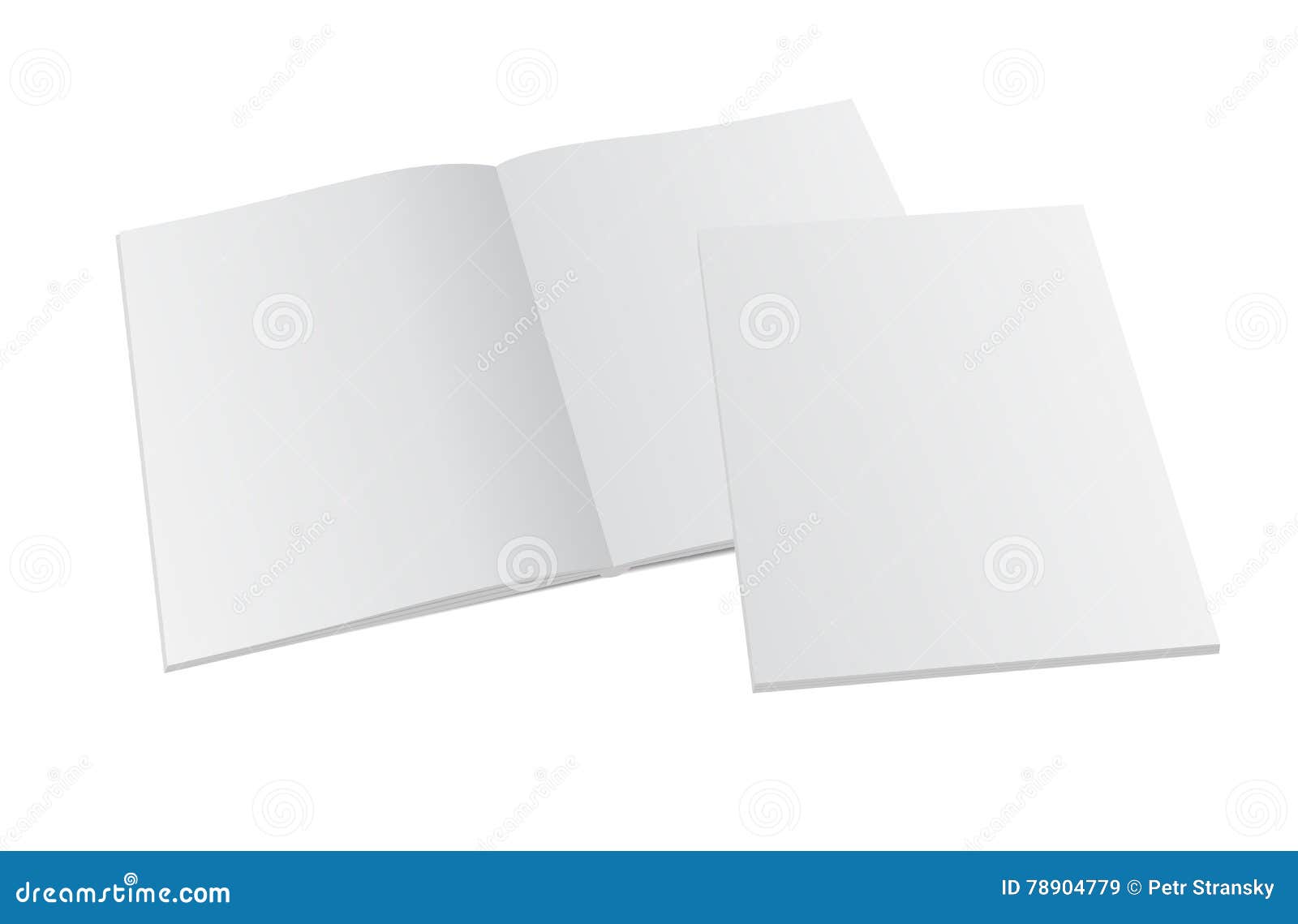 Blank Magazine Page. Workspace With Folded Magazine Mock Up On The Desk ...