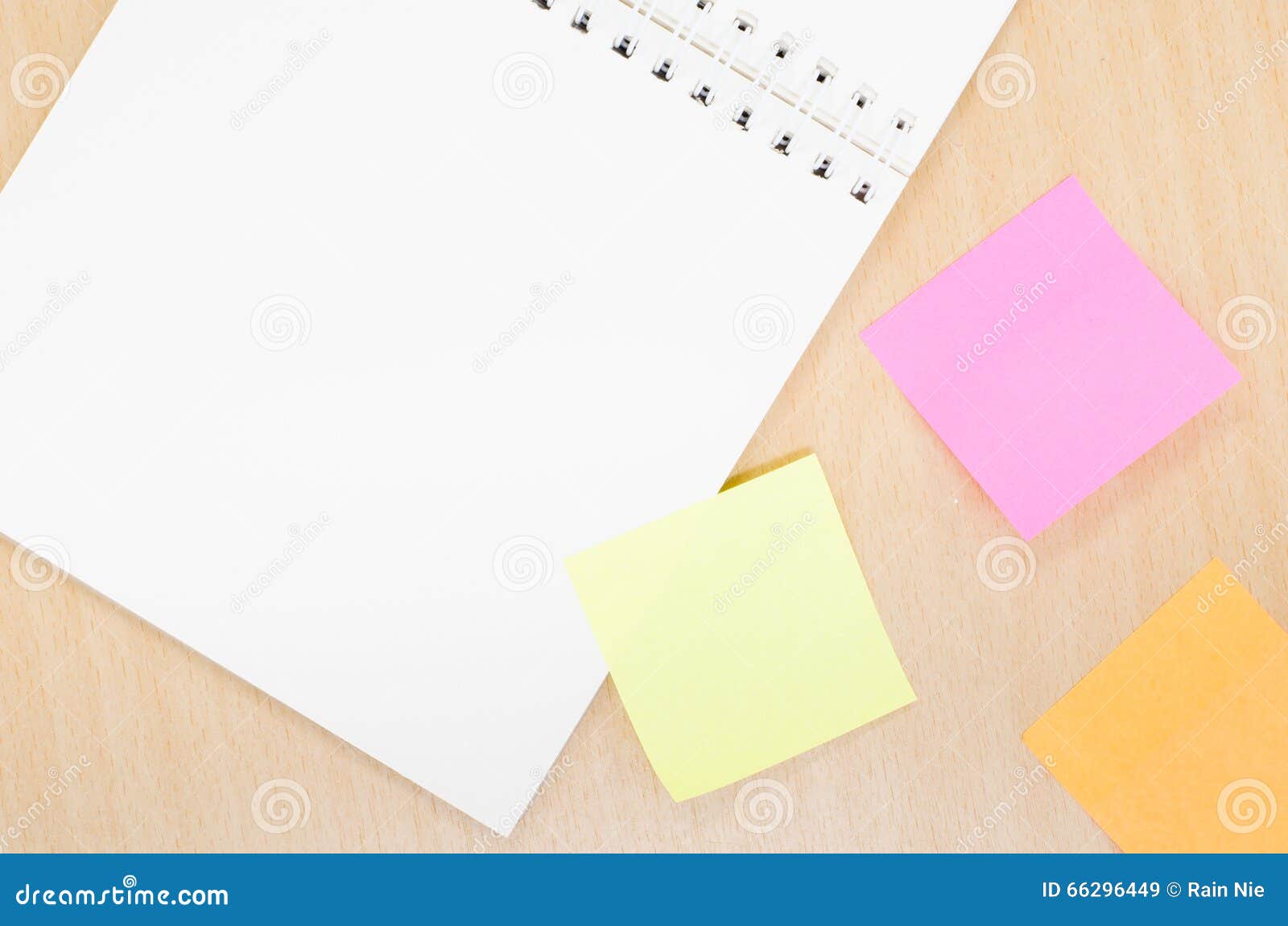 Blank Opened Notebook on Table. Office Table with Notepad, Post Stock ...