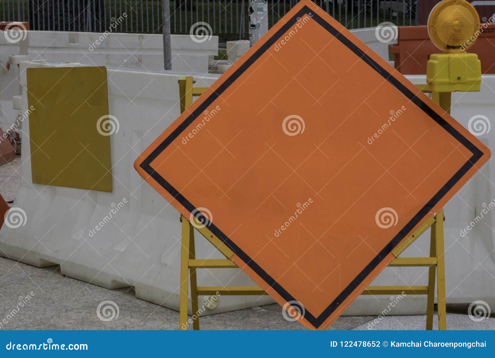 Blank Orange Diamond-shaped Construction Warming Sign Stock Photo ...