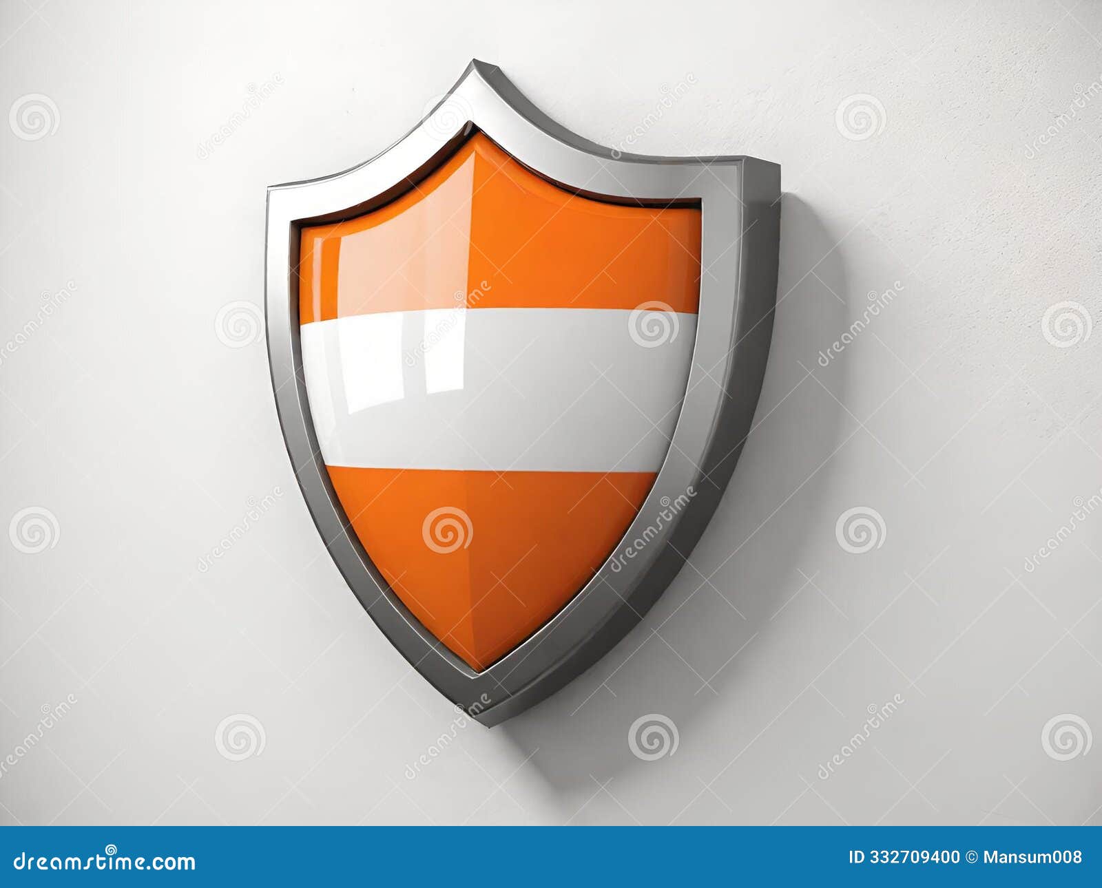 Blank Orange Shield on White Background. 3d Illustration Stock ...
